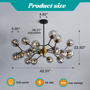 Ivy Bronx Manaia 20 - Light Dimmable Sputnik Modern Linear Chandelier | Wayfair